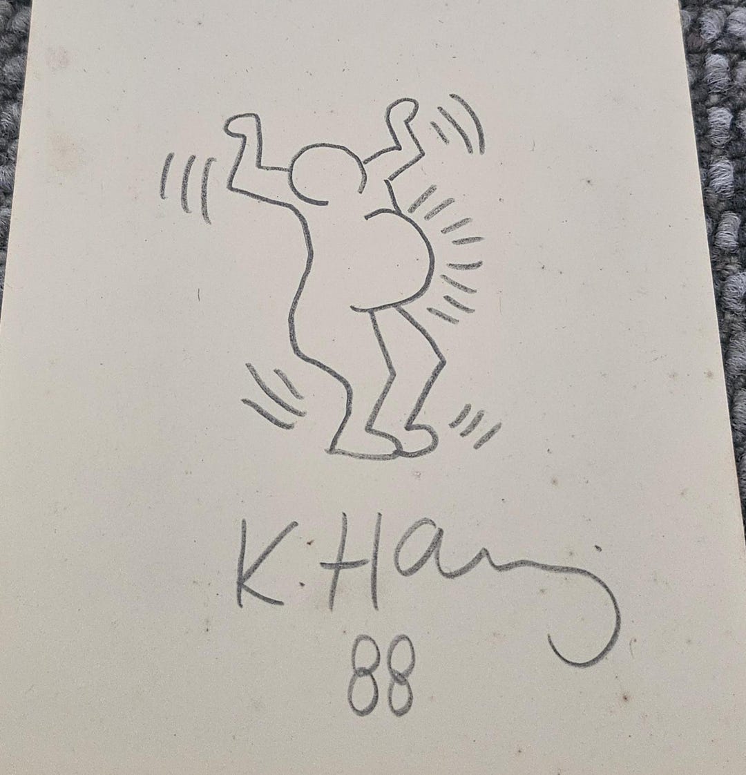 Keith Haring Pencil Drawing and Signature, 1988 - Etsy