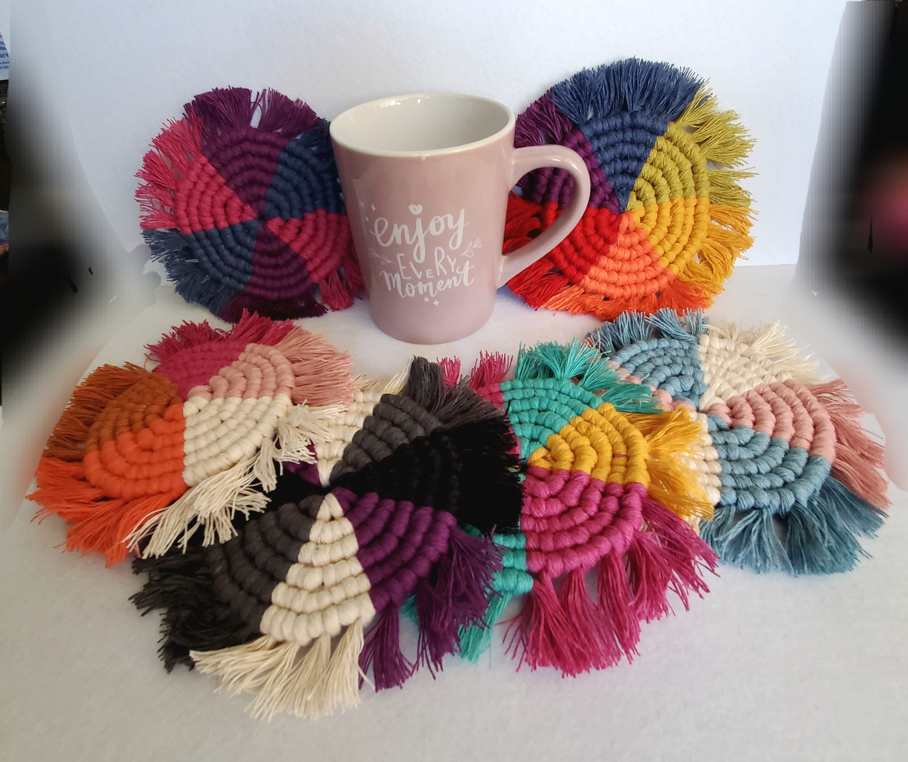 Boho Round Macrame Coasters, Pride, Rainbow, LGBTQ, Lesbian, Trans, Gay ...