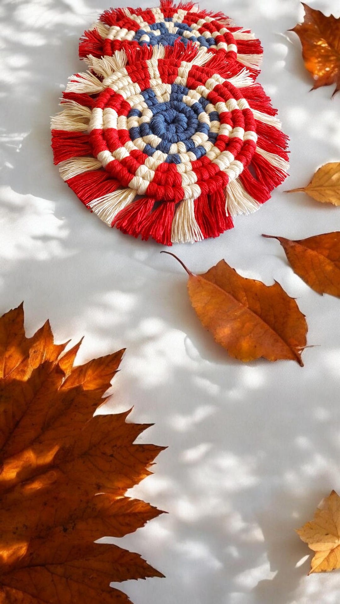 Patriotic Red, White and Blue Macrame Coasters, Kitchen Design, Table ...