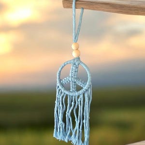 Boho Macrame Peace Sign, Diffuser, Rear View Mirror Charm, Van Life ...