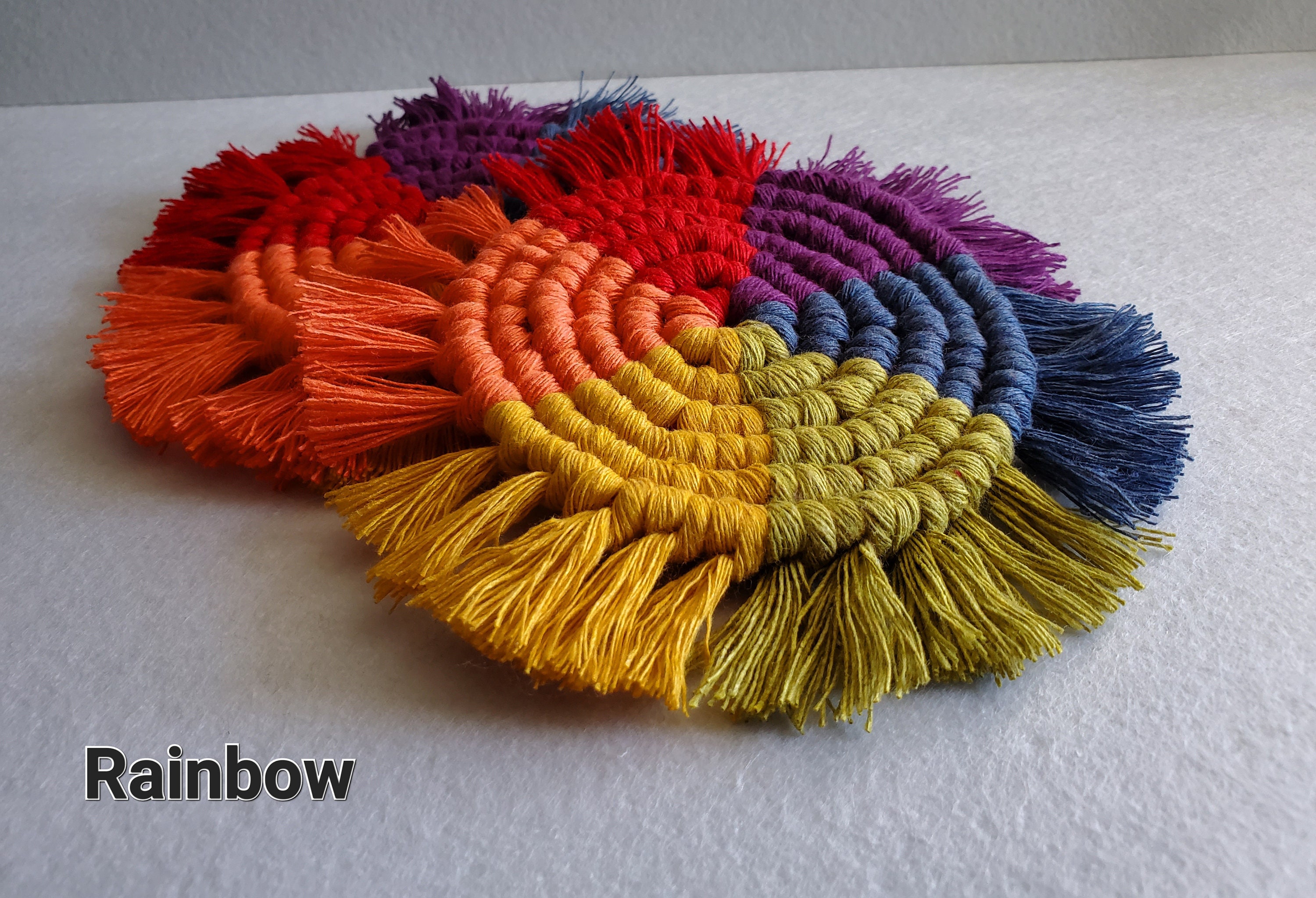 Boho Round Macrame Coasters, Pride, Rainbow, LGBTQ, Lesbian, Trans, Gay ...