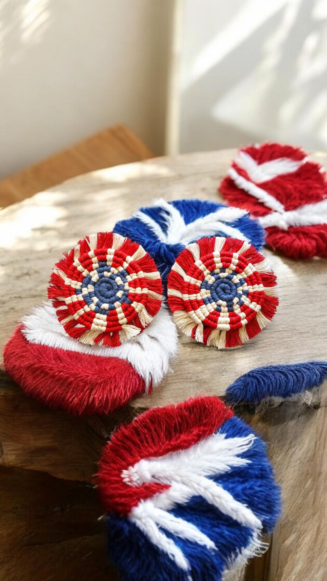Patriotic Red, White and Blue Macrame Coasters, Kitchen Design, Table ...