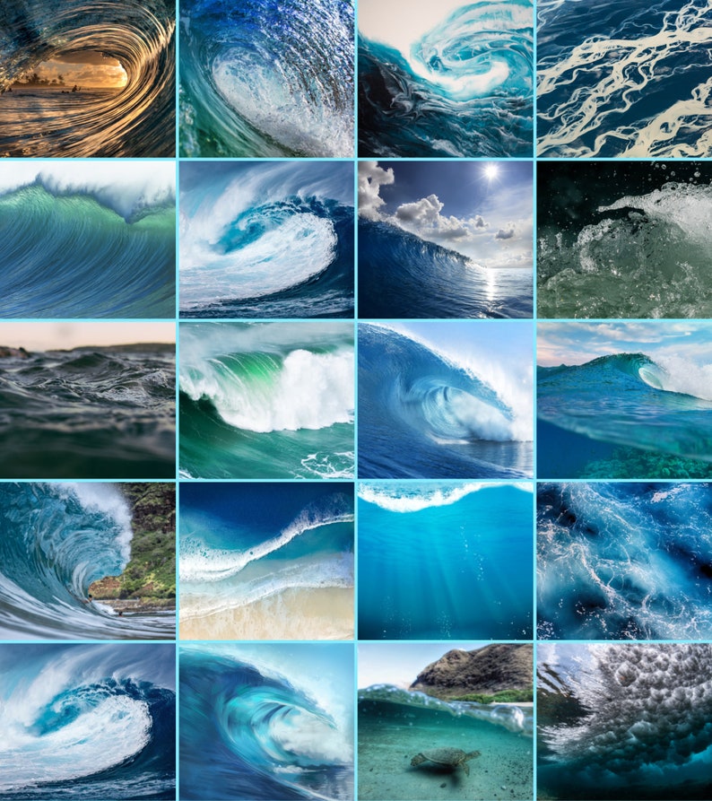 Ocean Waves Wall Collage Kit | 110 Pictures Digital Download - Etsy