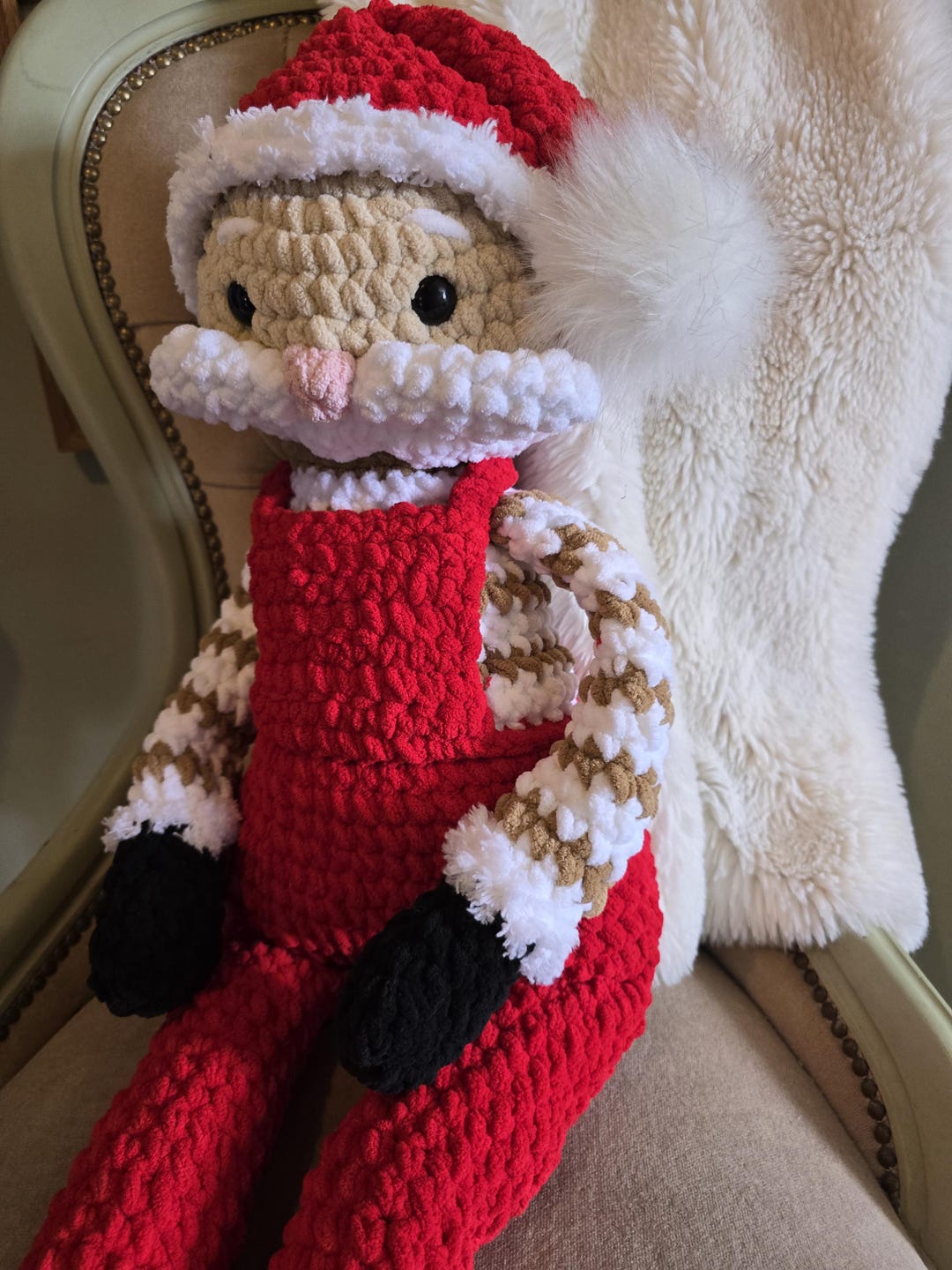 Jumbo Crochet Santa Father Christmas Cuddly Toy Plushie Christmas Decor ...