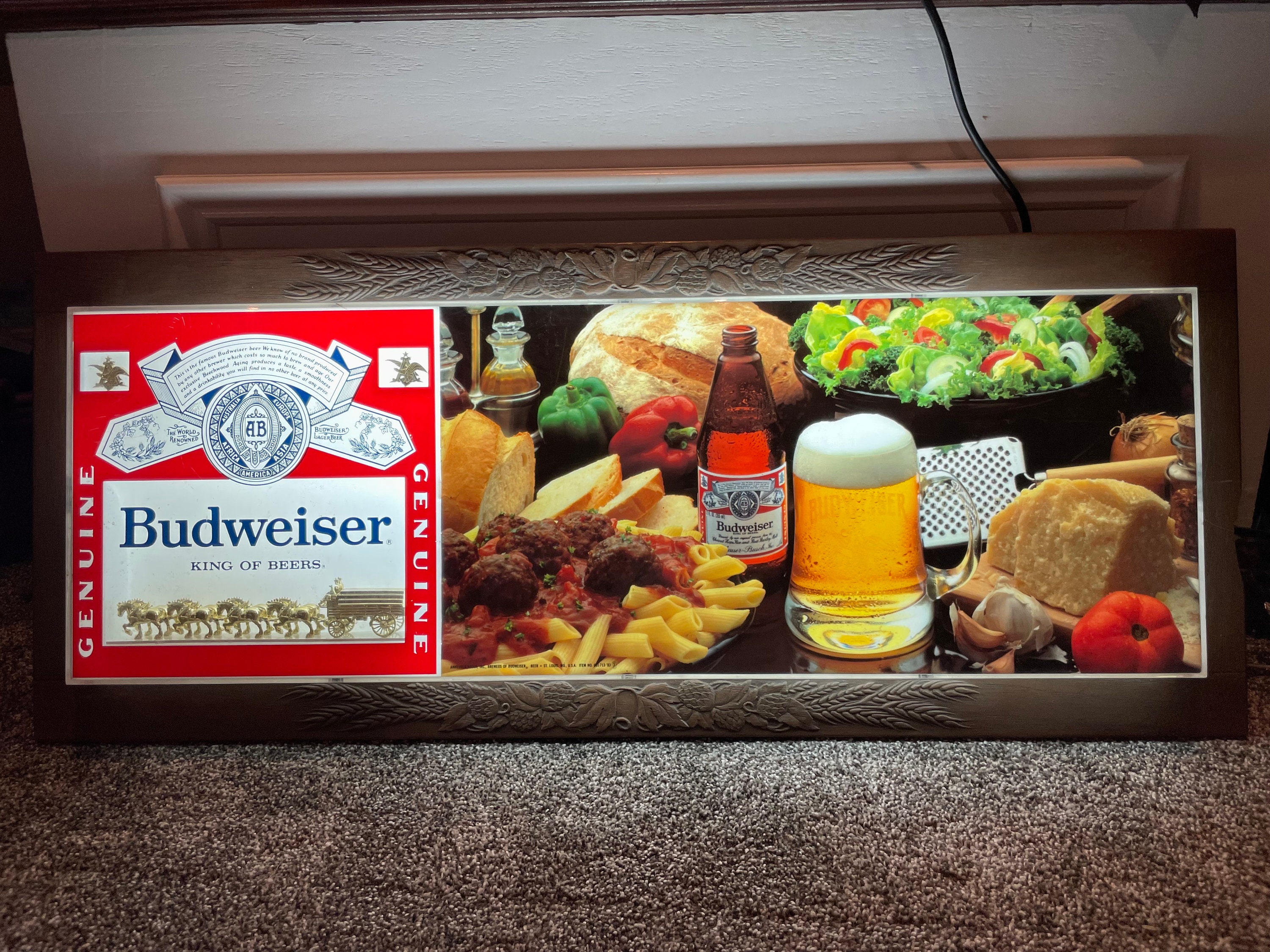 Vintage Budweiser Sign & Light Light Tested Working Retro Man Cave Bar ...