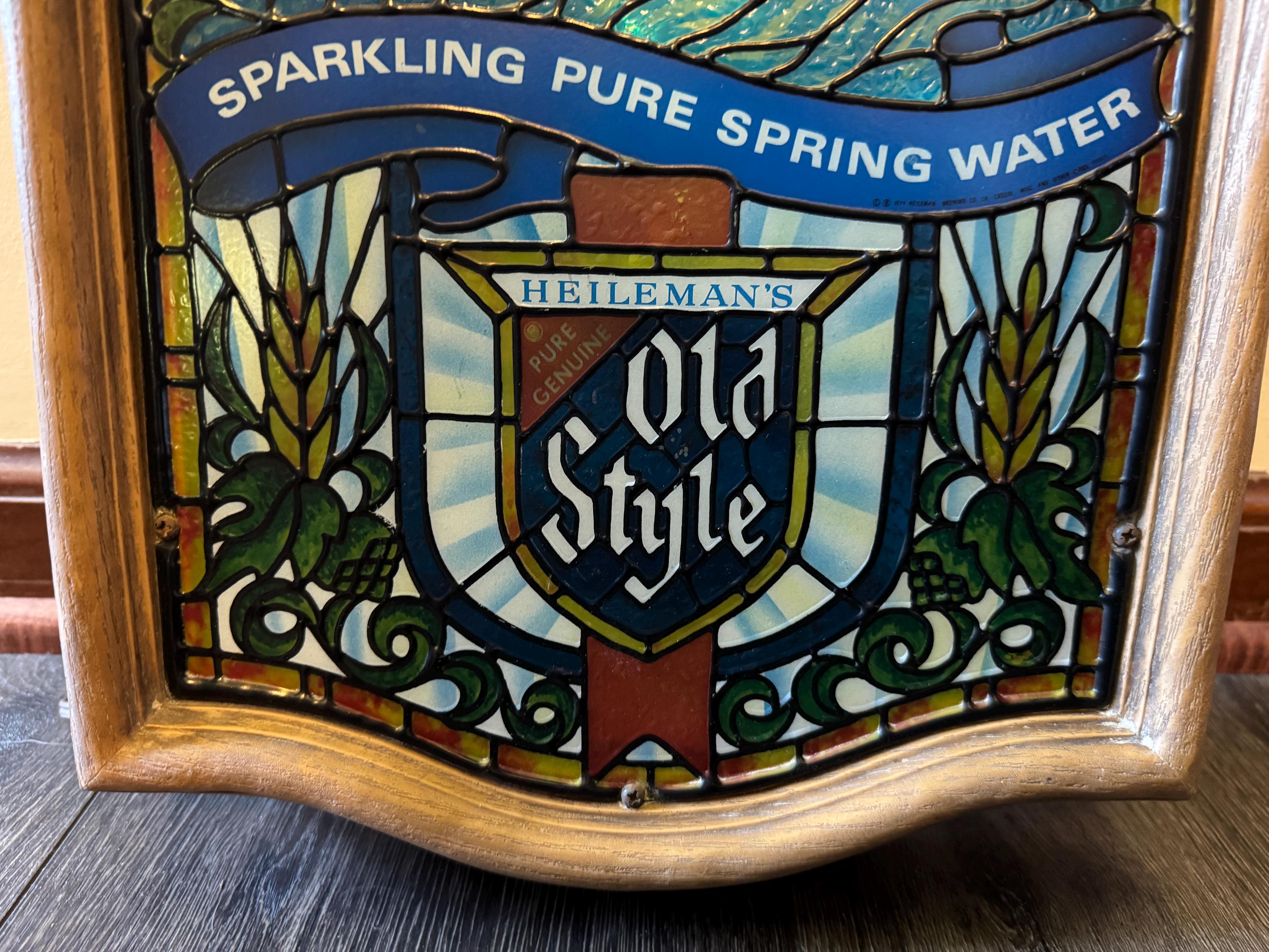 Vintage Old Style Beer Sign - Pure Water Stained Glass - Tested Working ...