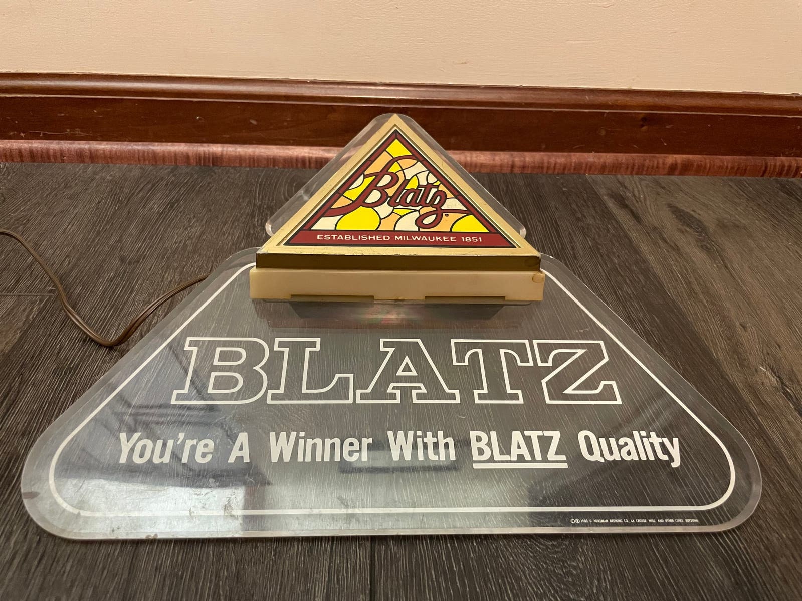 Vintage Blatz Sign Light Triangle Transparent Tested & Working - Etsy