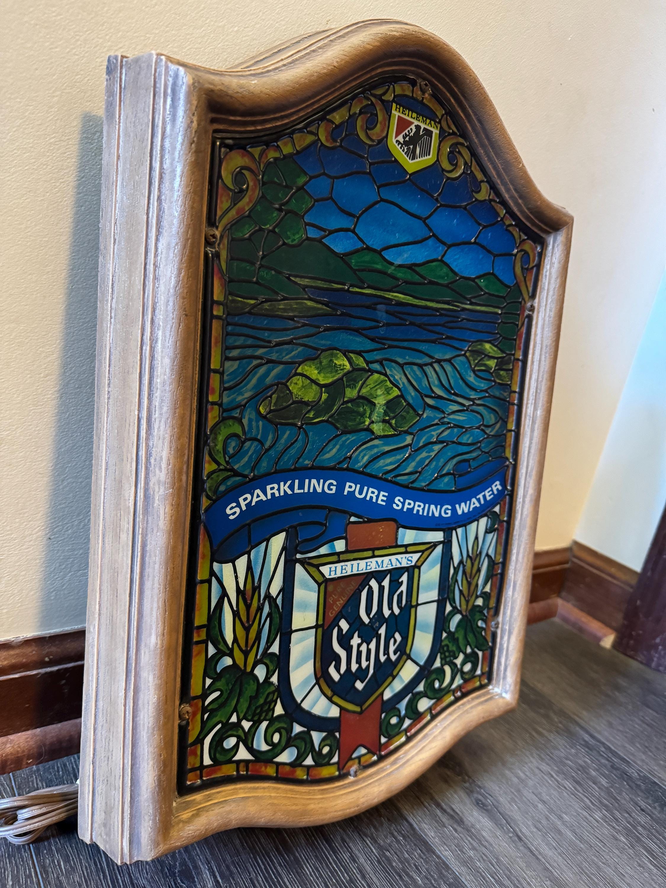 Vintage Old Style Beer Sign - Pure Water Stained Glass - Tested Working ...