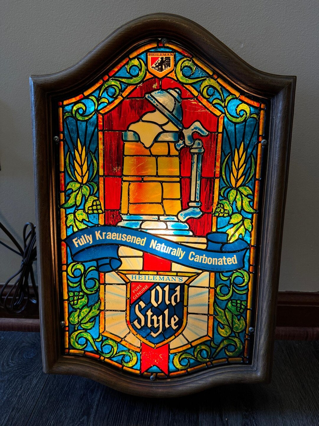 Vintage Old Style Beer Stein Sign - Tested & Working - Man Cave Stained ...