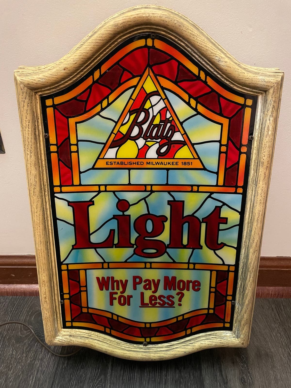 Vintage Blatz Beer Sign Light Tested & Working Stained Glass Man Cave ...