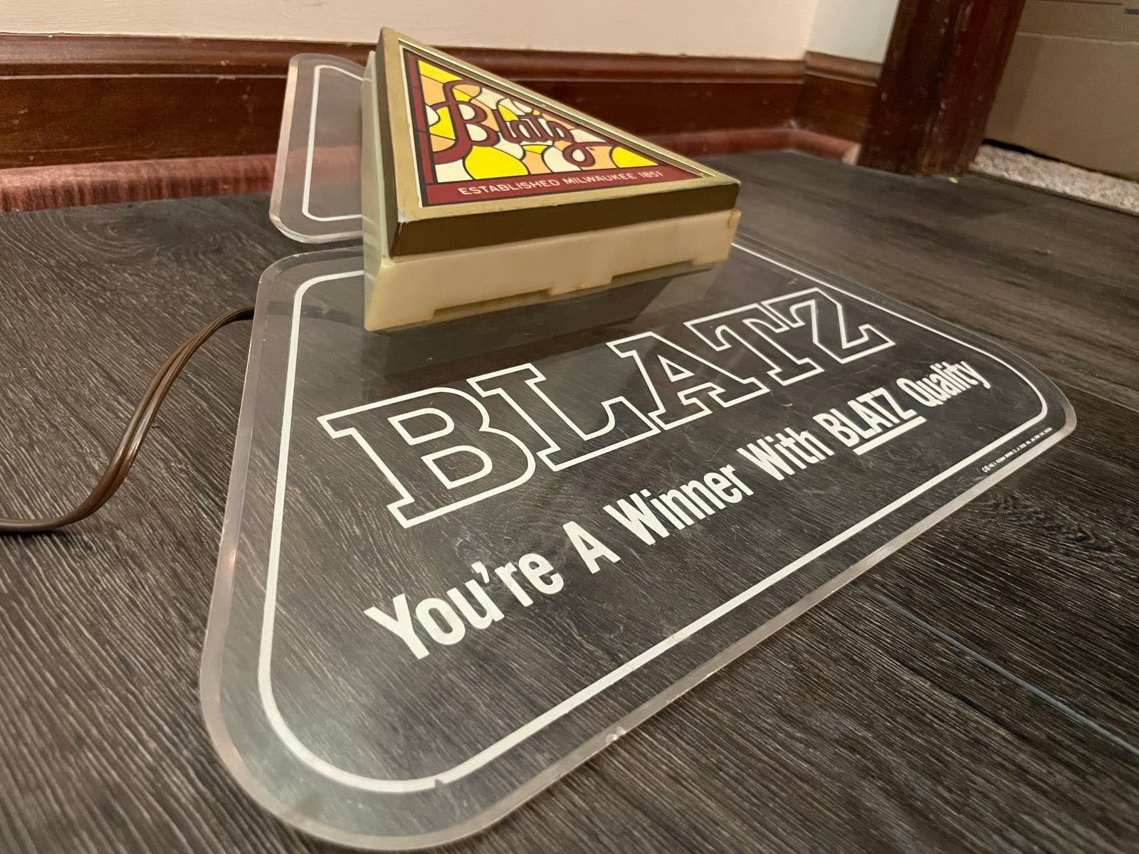 Vintage Blatz Sign Light Triangle Transparent Tested & Working - Etsy