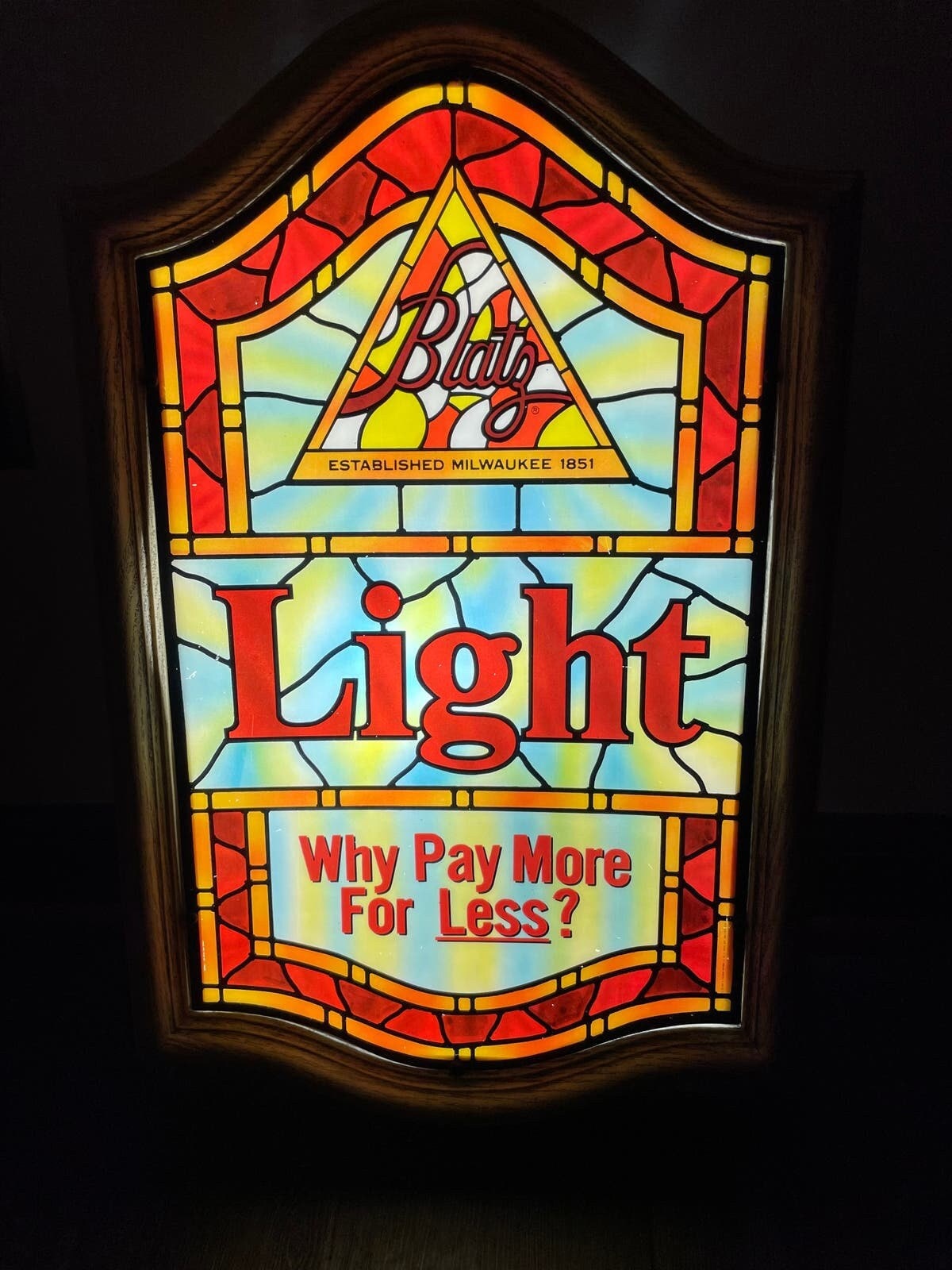 Vintage Blatz Beer Sign Light Tested & Working Stained Glass Man Cave ...