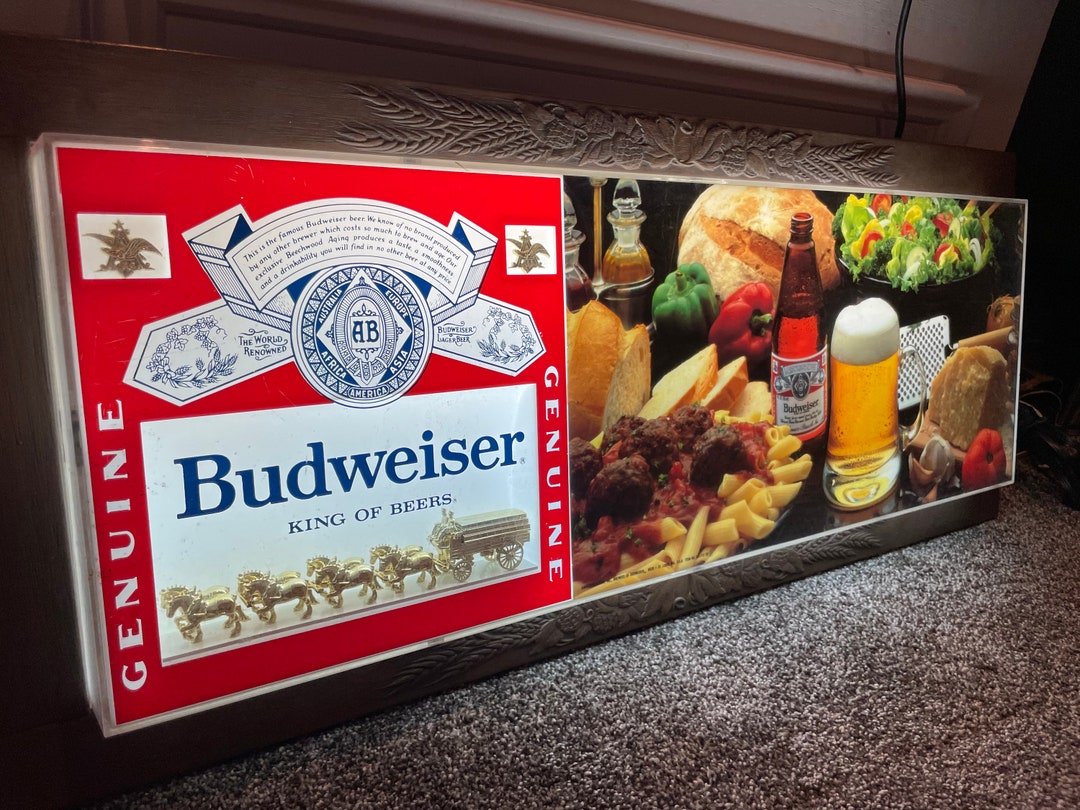 Vintage Budweiser Sign & Light Light Tested Working Retro Man Cave Bar ...