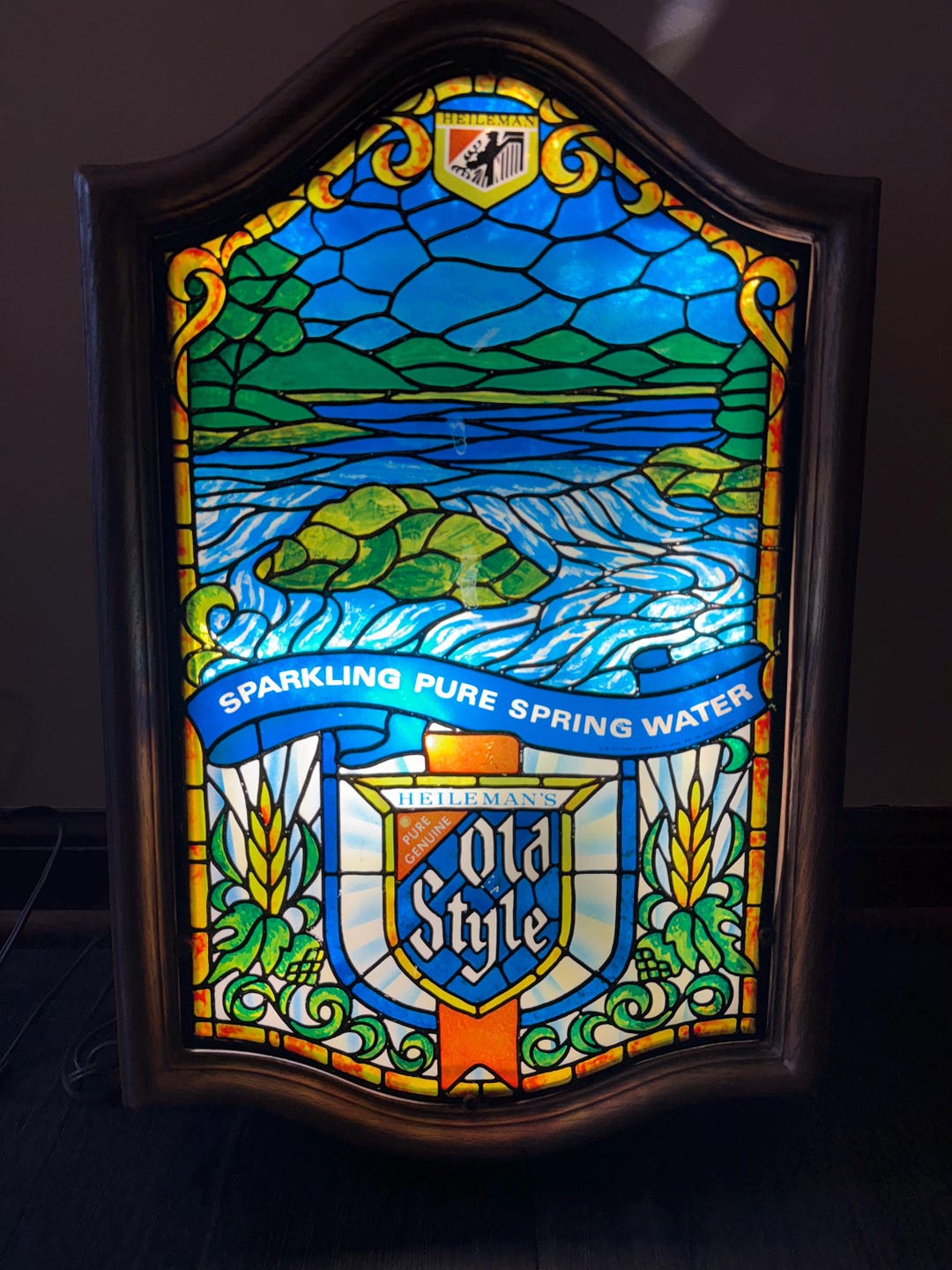 Vintage Old Style Beer Sign - Pure Water Stained Glass - Tested Working ...