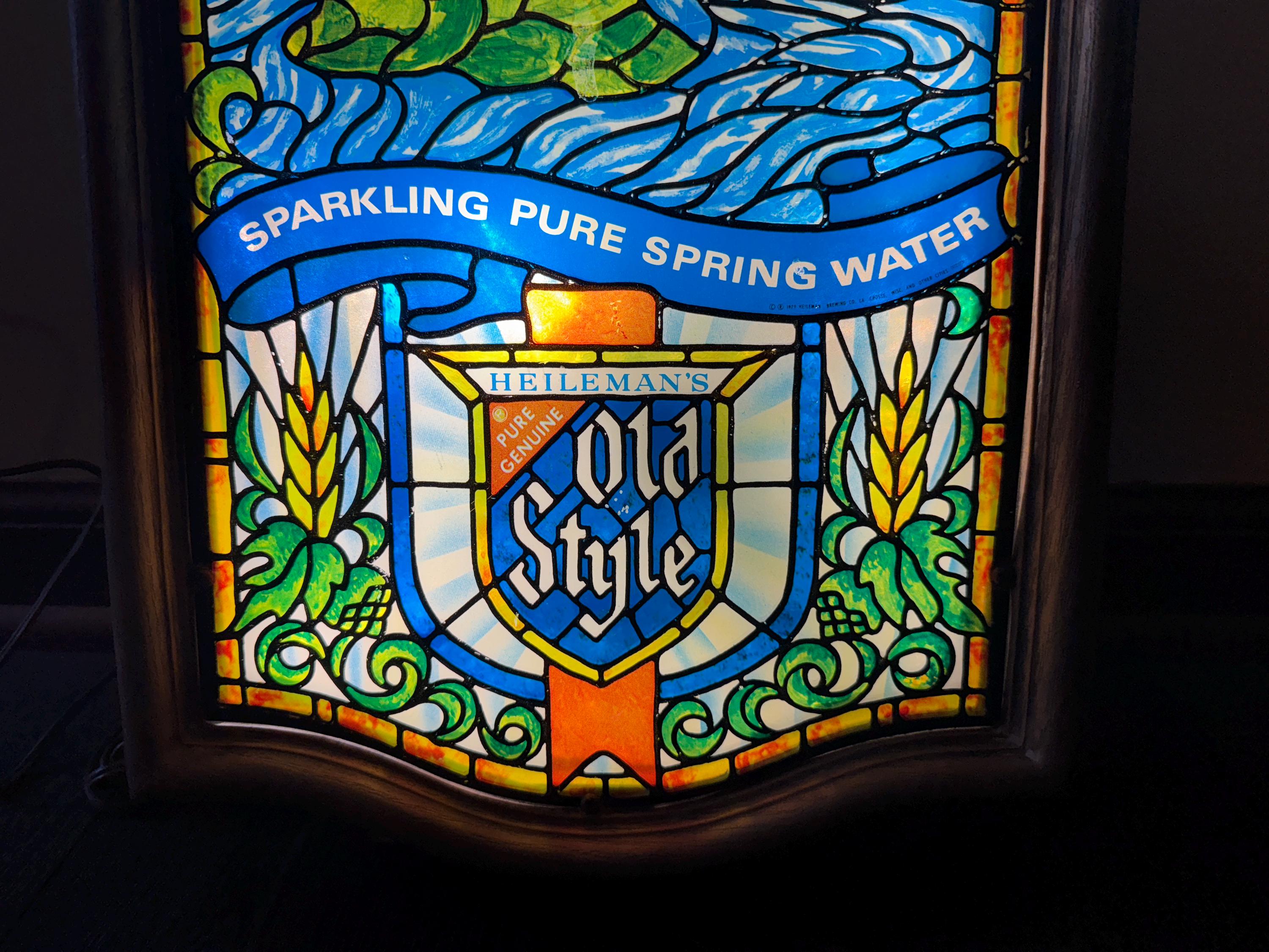 Vintage Old Style Beer Sign - Pure Water Stained Glass - Tested Working ...