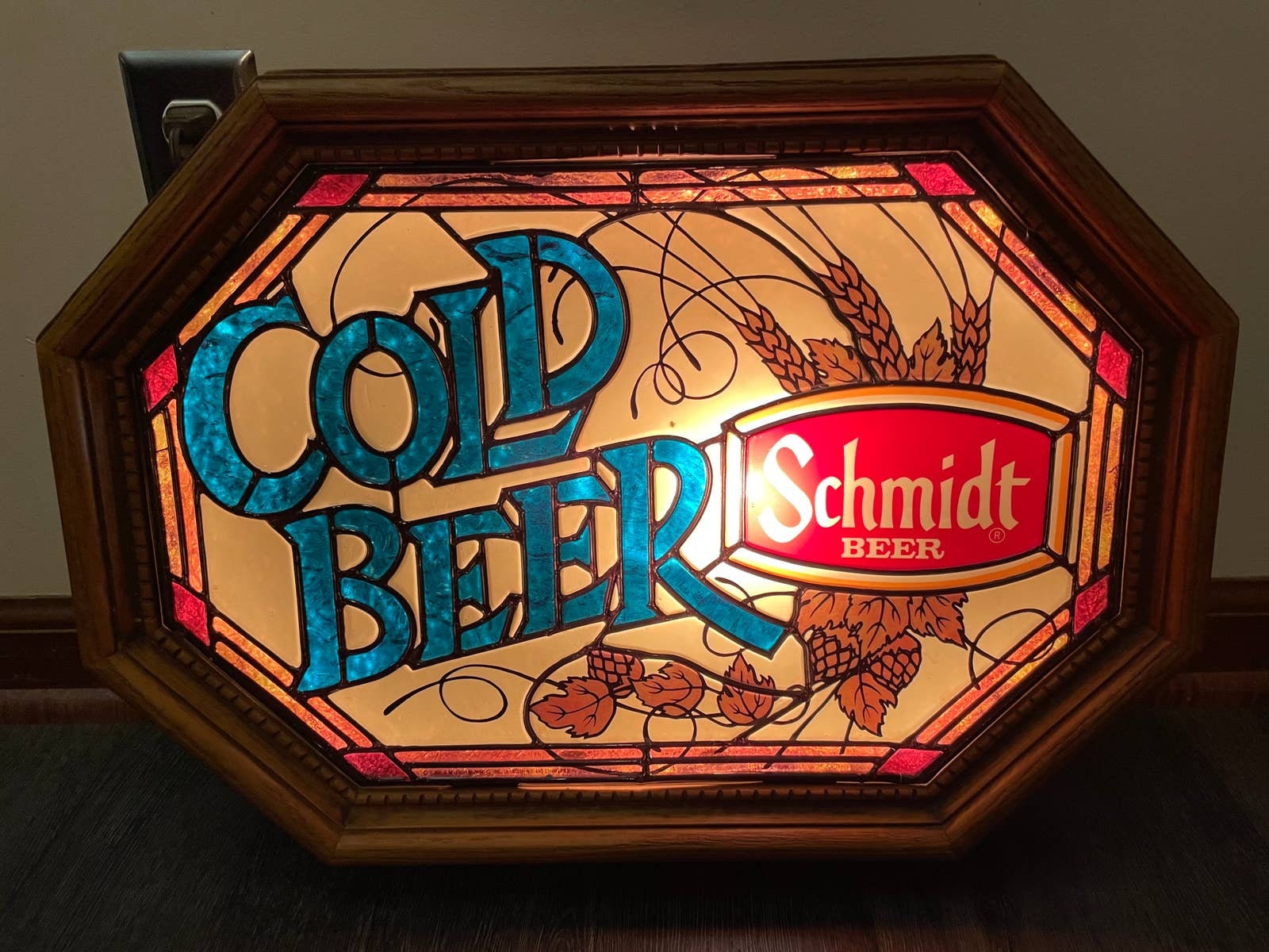 Vintage Schmidt's Beer Sign Illuminated Stained Class - Etsy