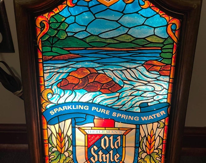 Vintage Old Style Beer Sign Pure Water Stained Glass Tested Working - Etsy
