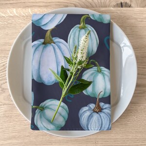 Navy Blue Pumpkin Napkins, Fall Dinner Napkins, Autumn Decor, Navy ...
