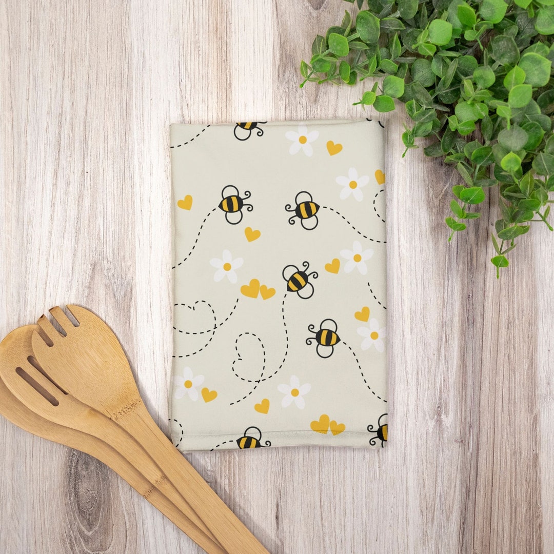 Honey Bee Tea Towel, Bee Kitchen Decor, Bee Kitchen Towel, Housewarming ...