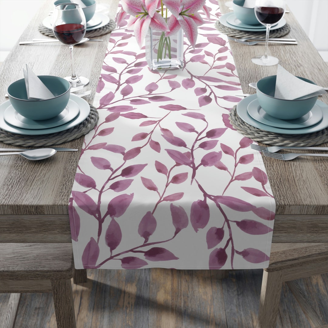 Purple Leaf Table Runner, Leaf Table Decor, Purple Table Runner ...