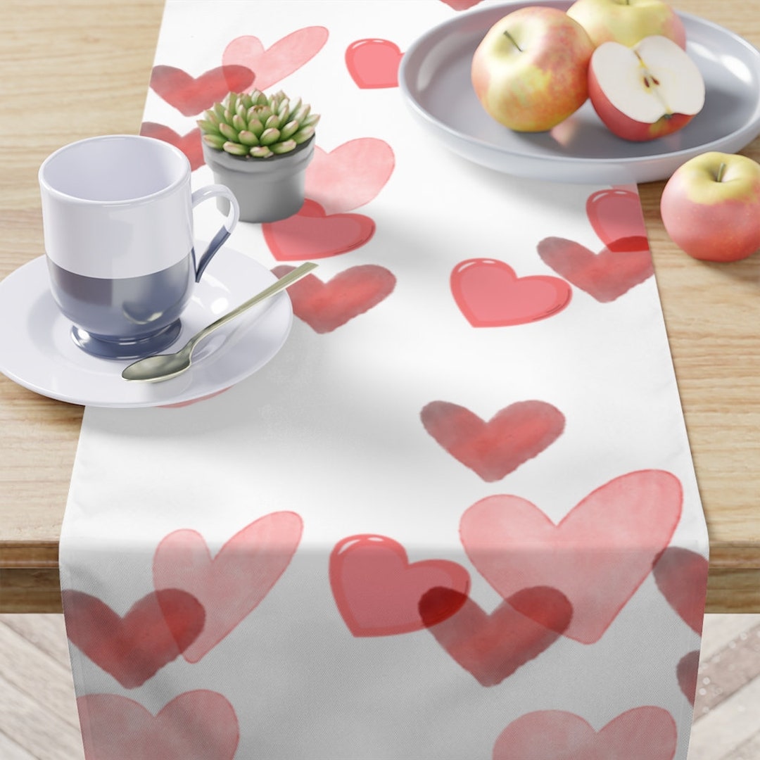 Valentines Table Runner / Pink Heart Table Runner / Red Heart Table ...