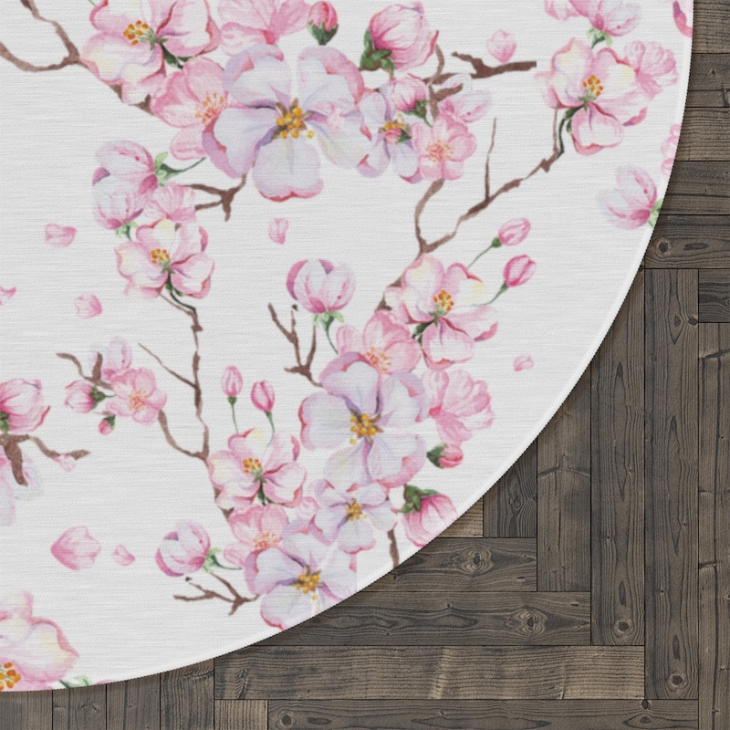 Round Cherry Blossoms Rug - Etsy