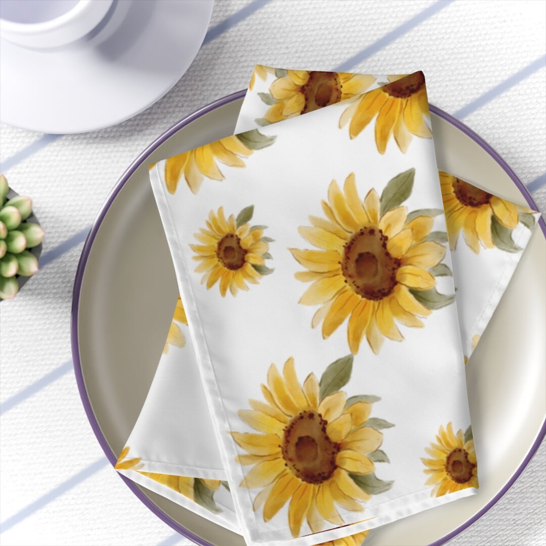 Sunflower Napkins, Summer Napkins, Farmhouse Napkins, Sunflower Decor ...