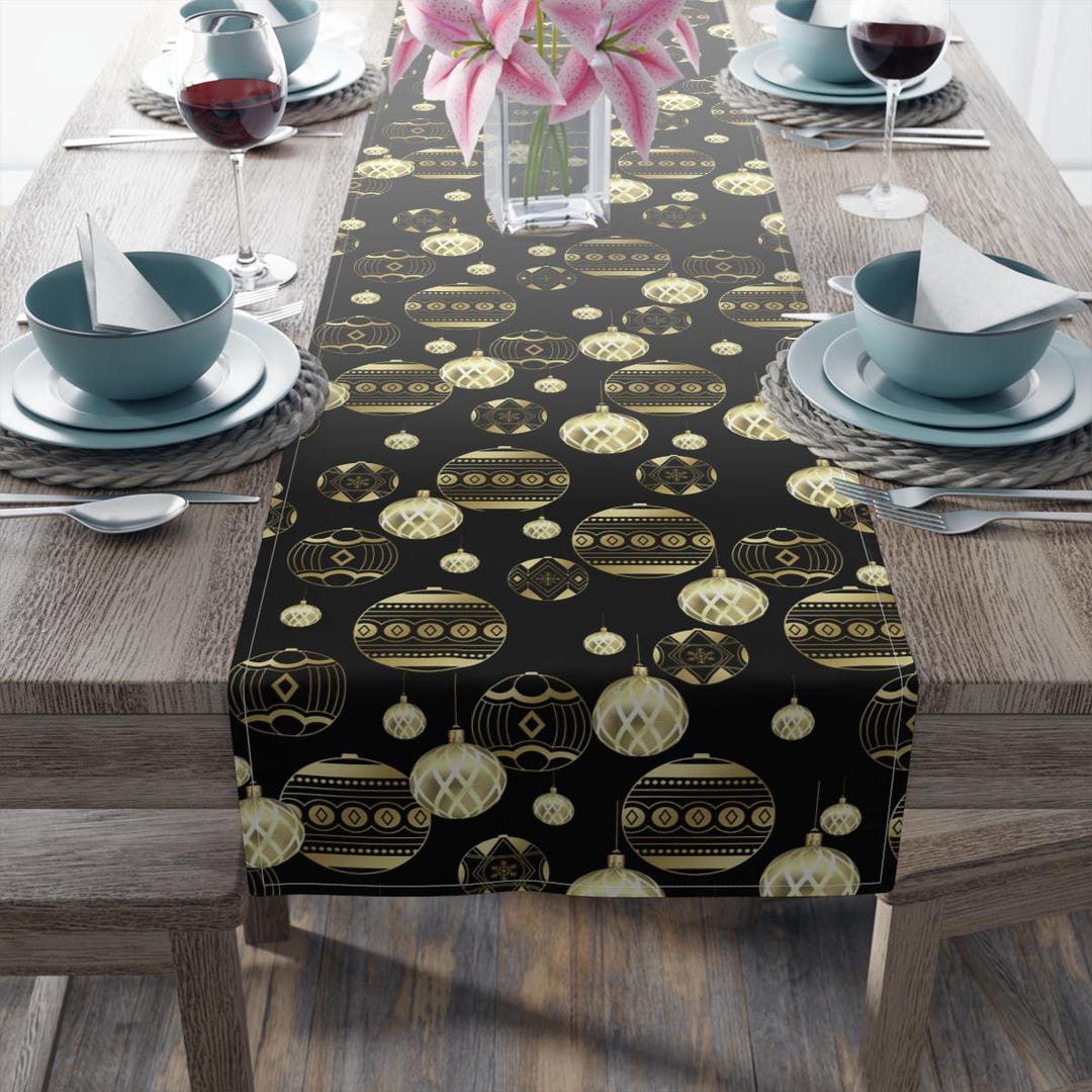 Gold Table Runner, Christmas Table Runner, Christmas Decor, Christmas ...