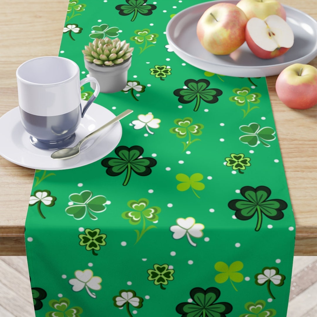 St Patricks Day Table Runner St Patricks Day Decor Shamrock Table