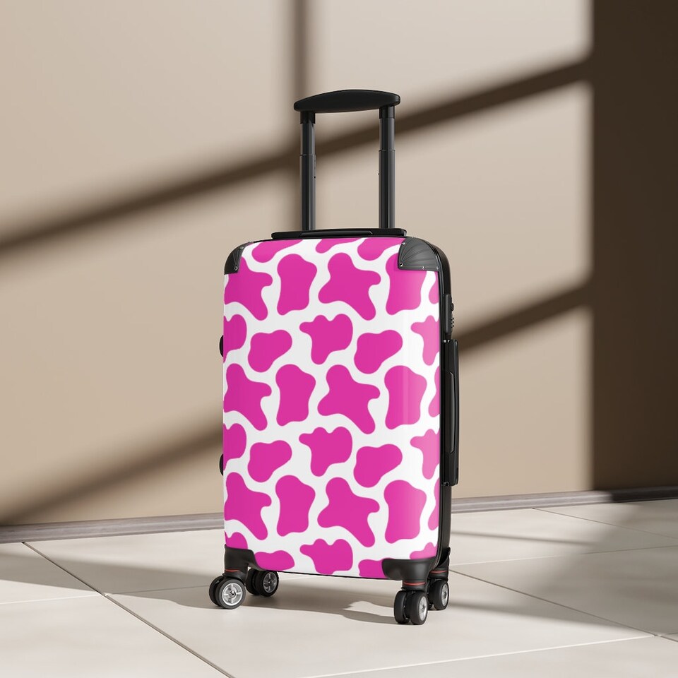 Pink Cow Print Suitcase, Womens Luggage, Cow Print Travel Bag, Wheeled ...