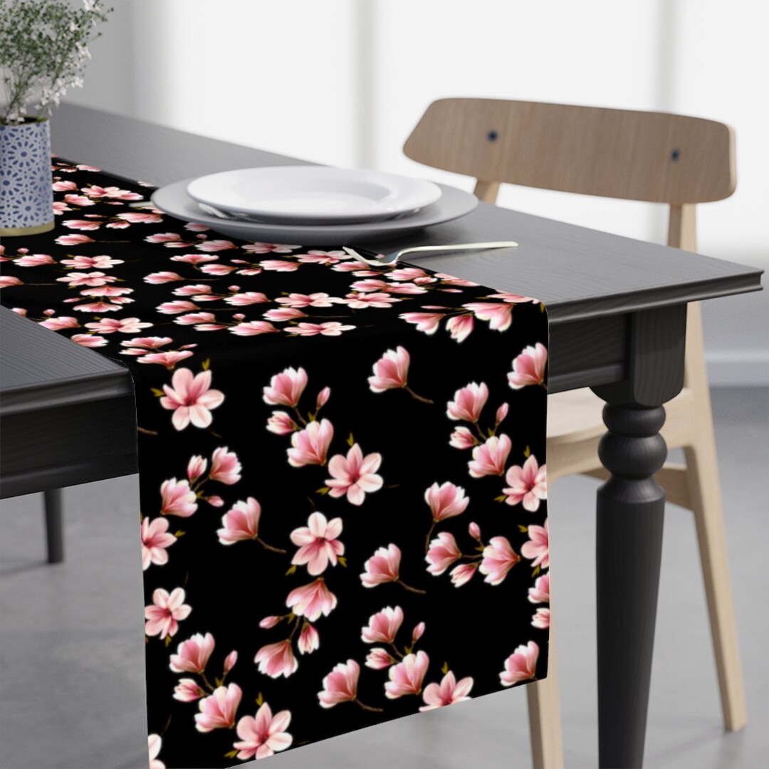 Pink Table Runner, Floral Table Runner, Summer Table Runner, Magnolia ...