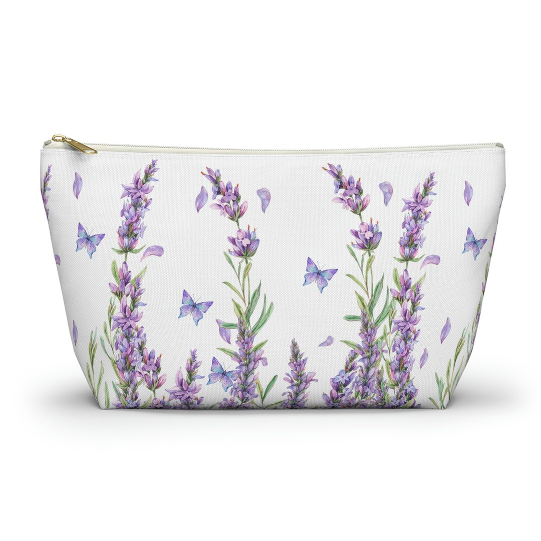 Purple Makeup Bag Lavender Makeup Bag Floral Cosmetic Bag - Etsy