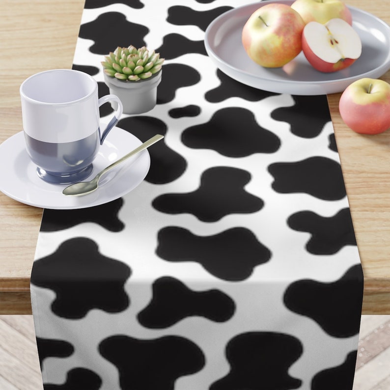 Cow Print Table Runner, Farmhouse Table Runner, Farmhouse Decor, Cow ...
