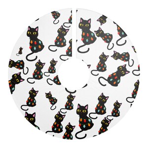 Cat Tree Skirt, Christmas Lights Tree Skirt, Kitty Tree Skirt, Cat ...