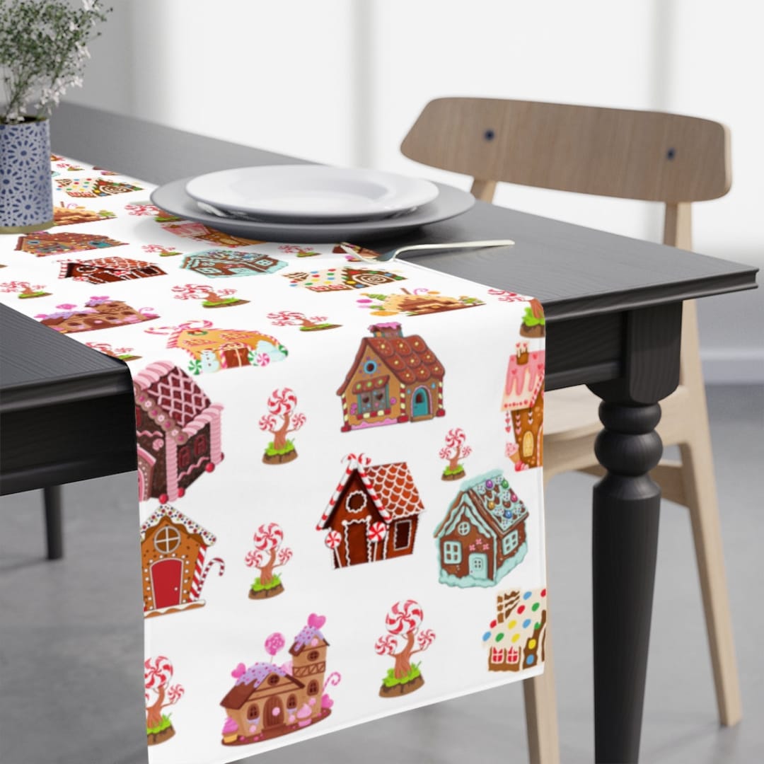 Christmas Table Runner, Gingerbread House Table Runner, Gingerbread ...