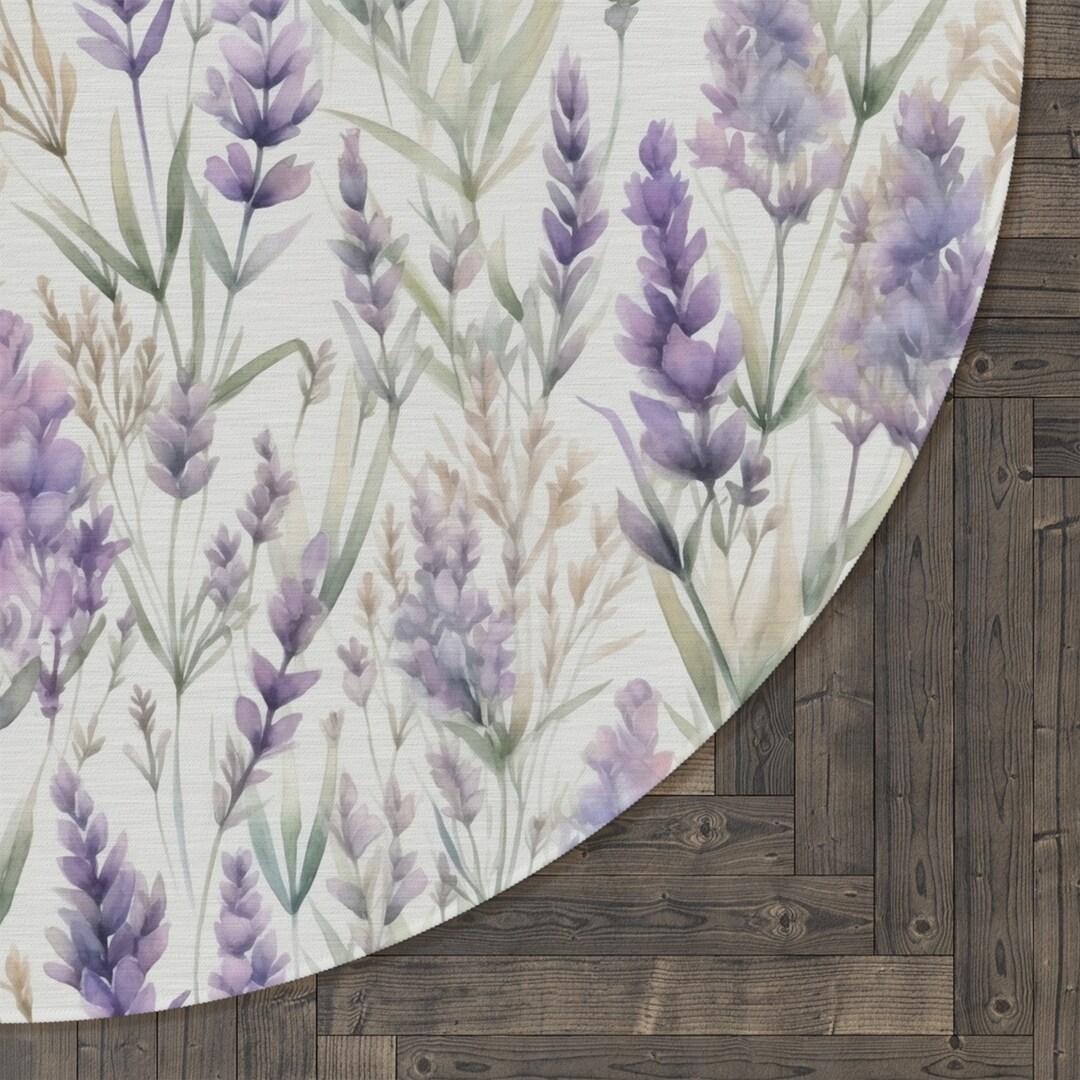 Lavender Rug, Purple Flower Round Rug, Lavender Mat, Housewarming Gift ...