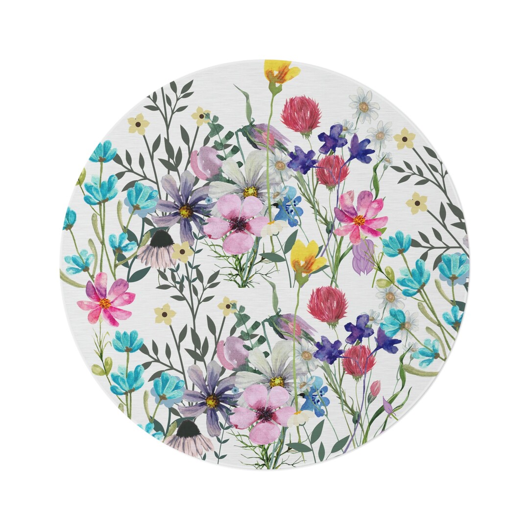 Wildflower Rug, Spring Round Rug, Spring Decor, Floral Rug, Wildflower ...