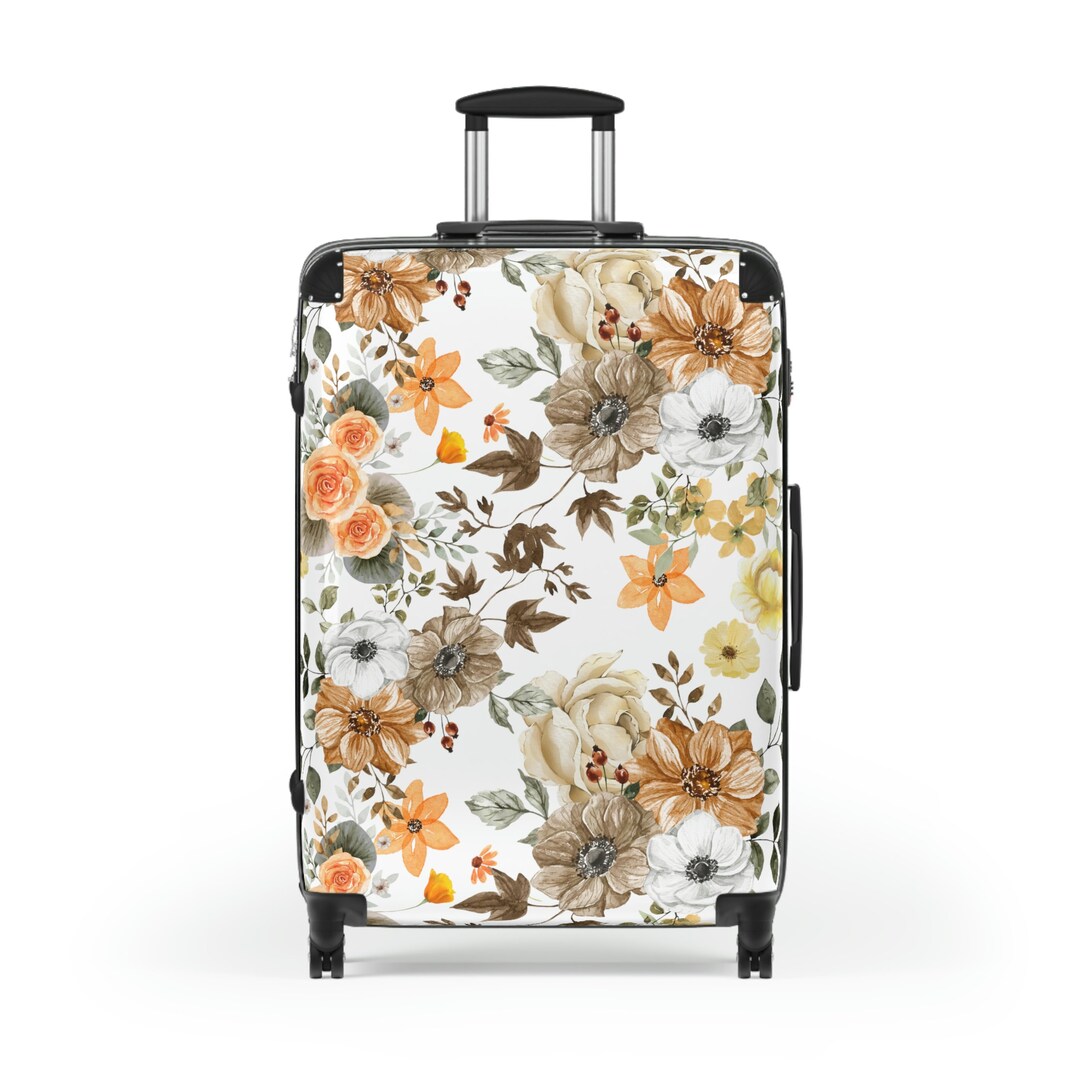 Floral Suitcase, Orange Suitcase, Custom Luggage, Summer Floral ...
