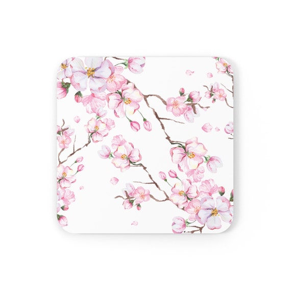 Cherry Blossom Coasters Pink Flower Coaster Set Housewarming - Etsy