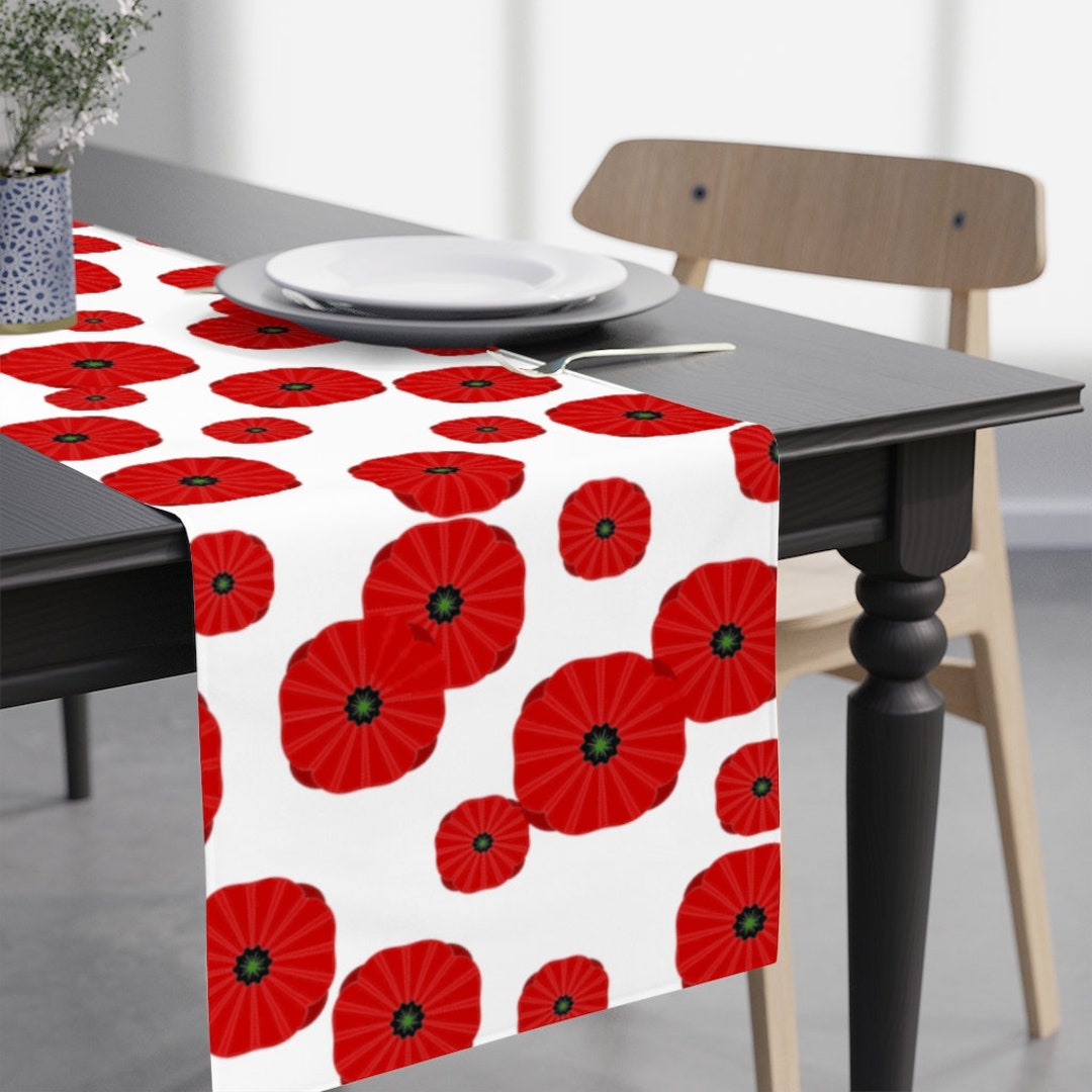 Poppy Table Runner, Poppy Decor,poppy Gifts Red Flower Table Runner ...