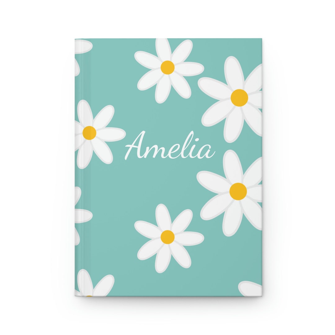 Personalized Journal, Daisy Journal, Name Journal, Teal Notebook, Hard ...