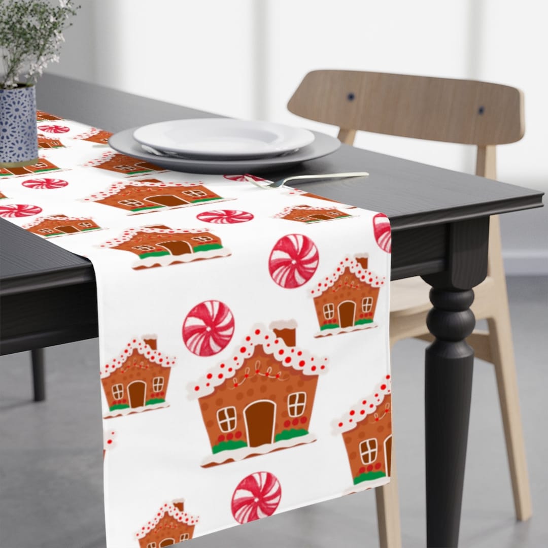 Gingerbread House Table Runner, Gingerbread Decor, Christmas Table ...
