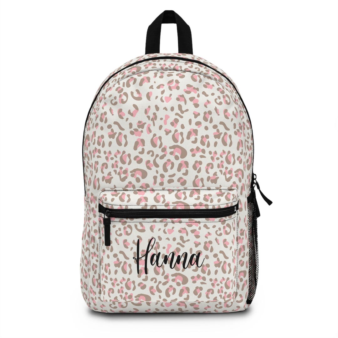 Leopard Print Backpack, Personalized Bookbag, Rainbow Backpack, Girl's ...