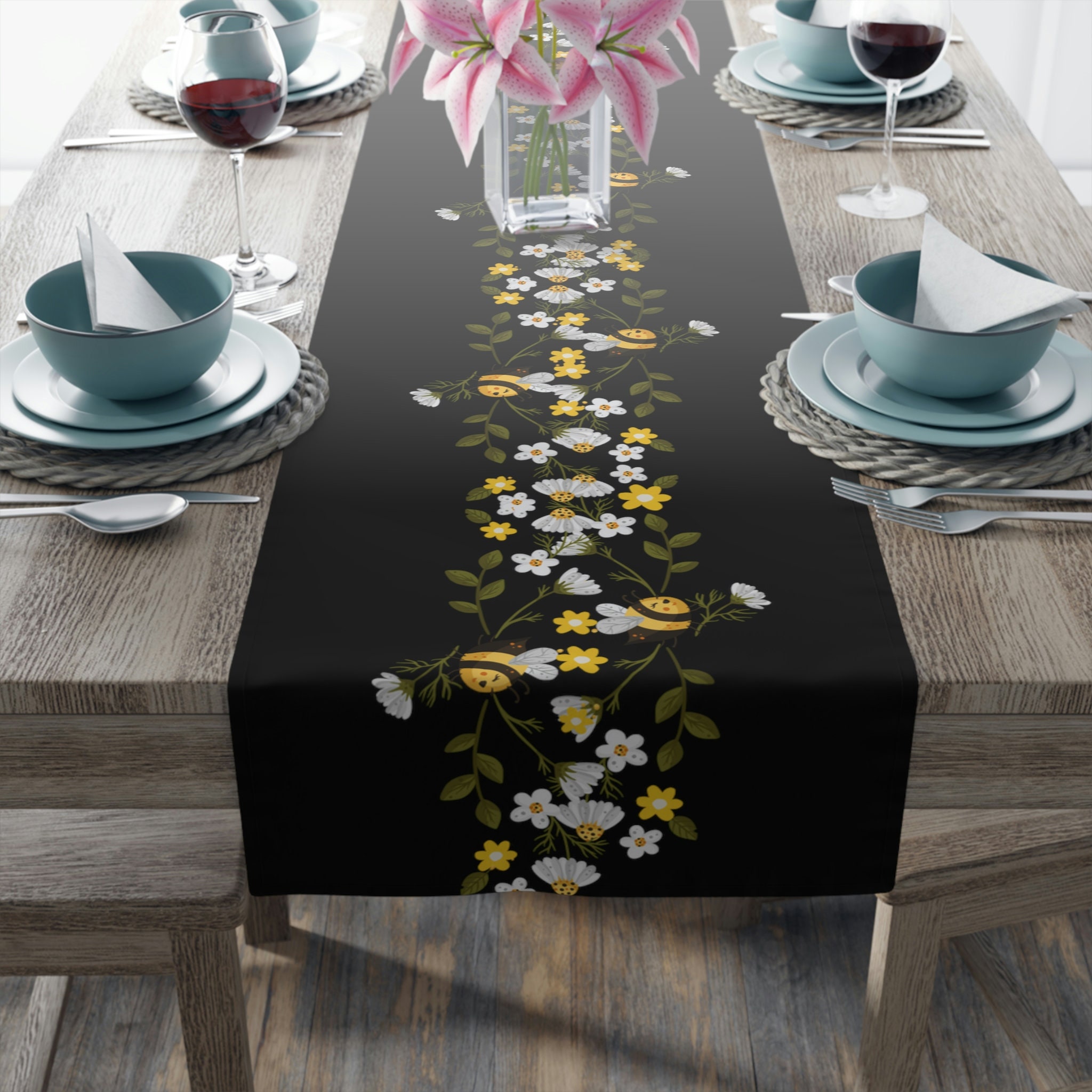 Honey Bee Table Runner, Spring Table Runner, Bee Decor, Mother's Day ...