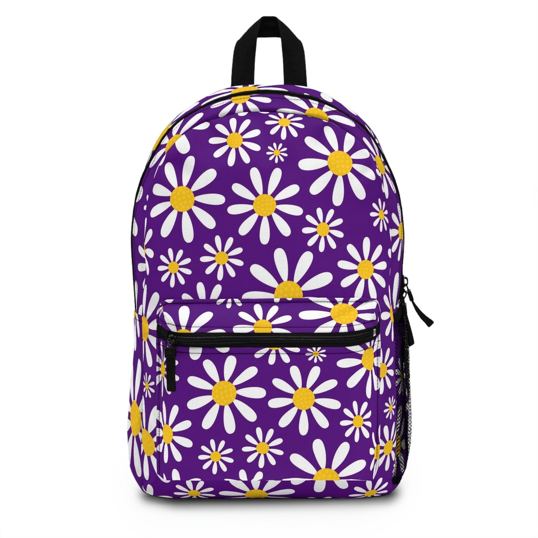 Purple Backpack, Daisy Backpack, Purple Bookbag, Daisy Travel Bag ...