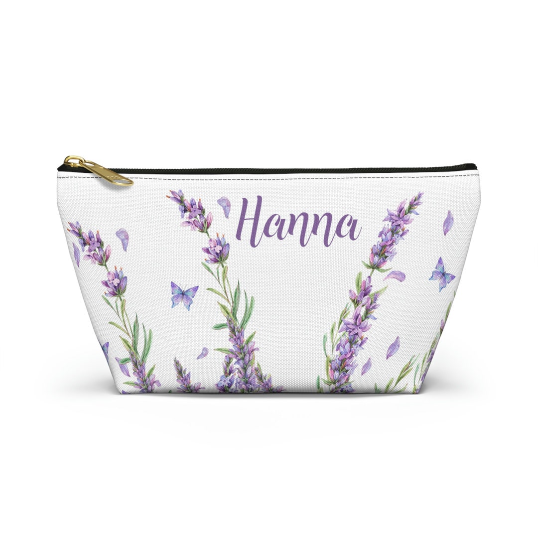 Purple Makeup Bag, Lavender Makeup Bag, Floral Cosmetic Bag, Butterfly ...