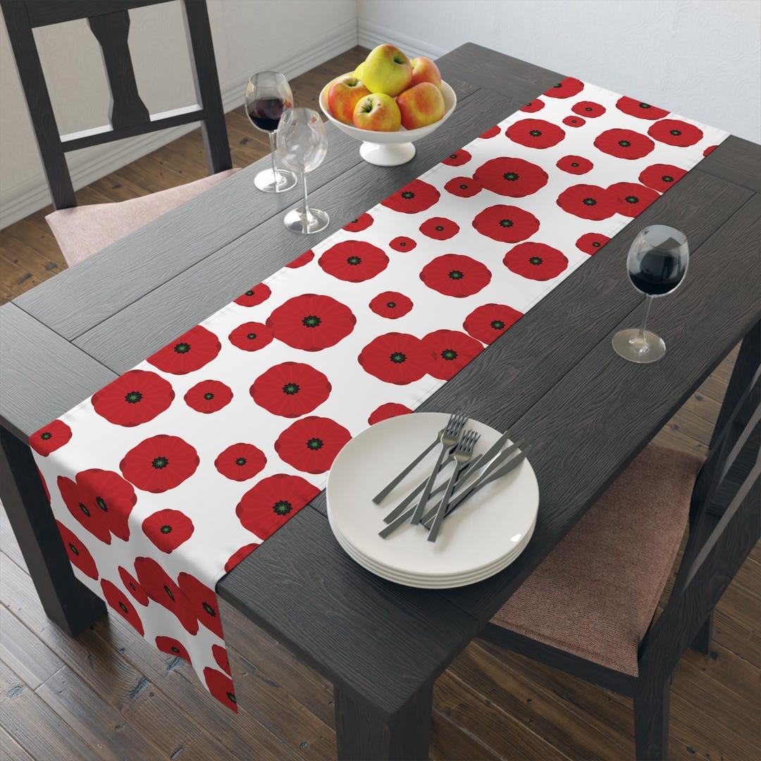 Poppy Table Runner, Red Flower Table Runner, Poppy Decor, Red Poppy ...
