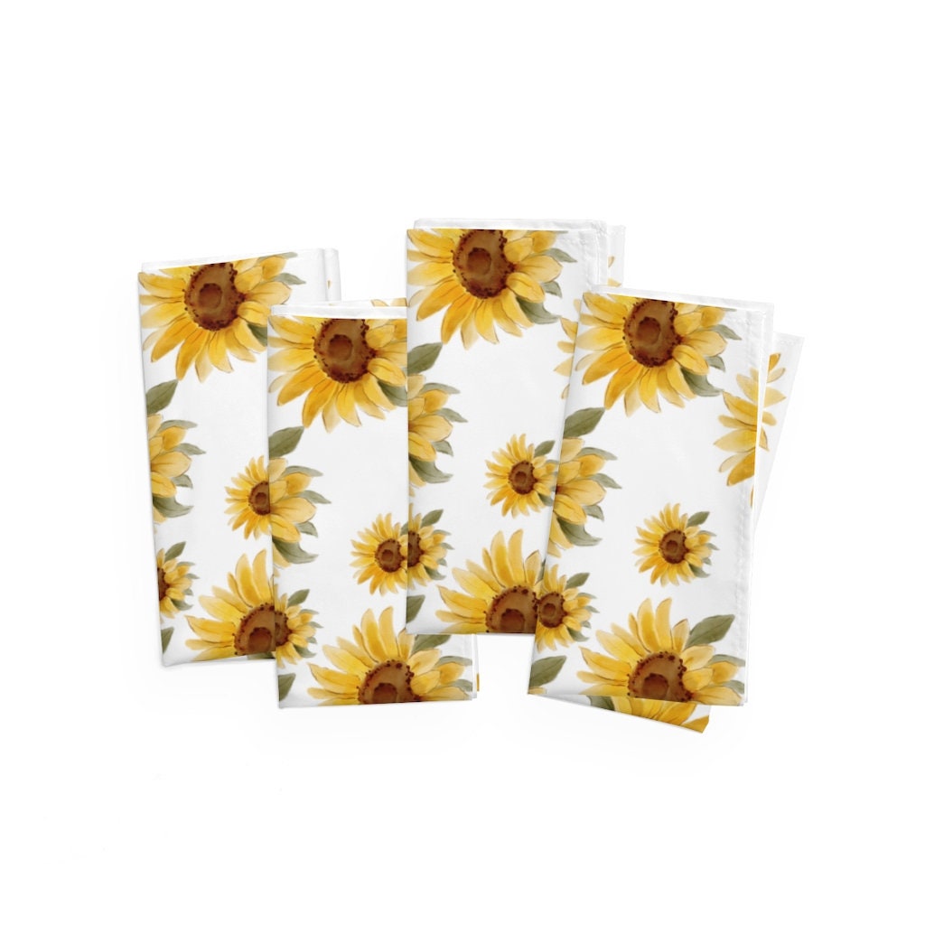 Sunflower Napkins, Summer Napkins, Farmhouse Napkins, Sunflower Decor ...