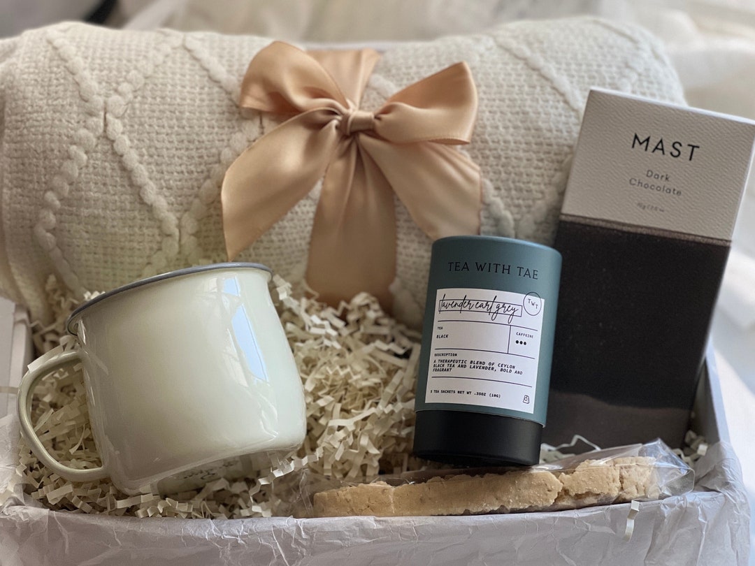 Winter Blanket and Mug Gift Box, Surgery Recovery Tea and Biscotti Set ...
