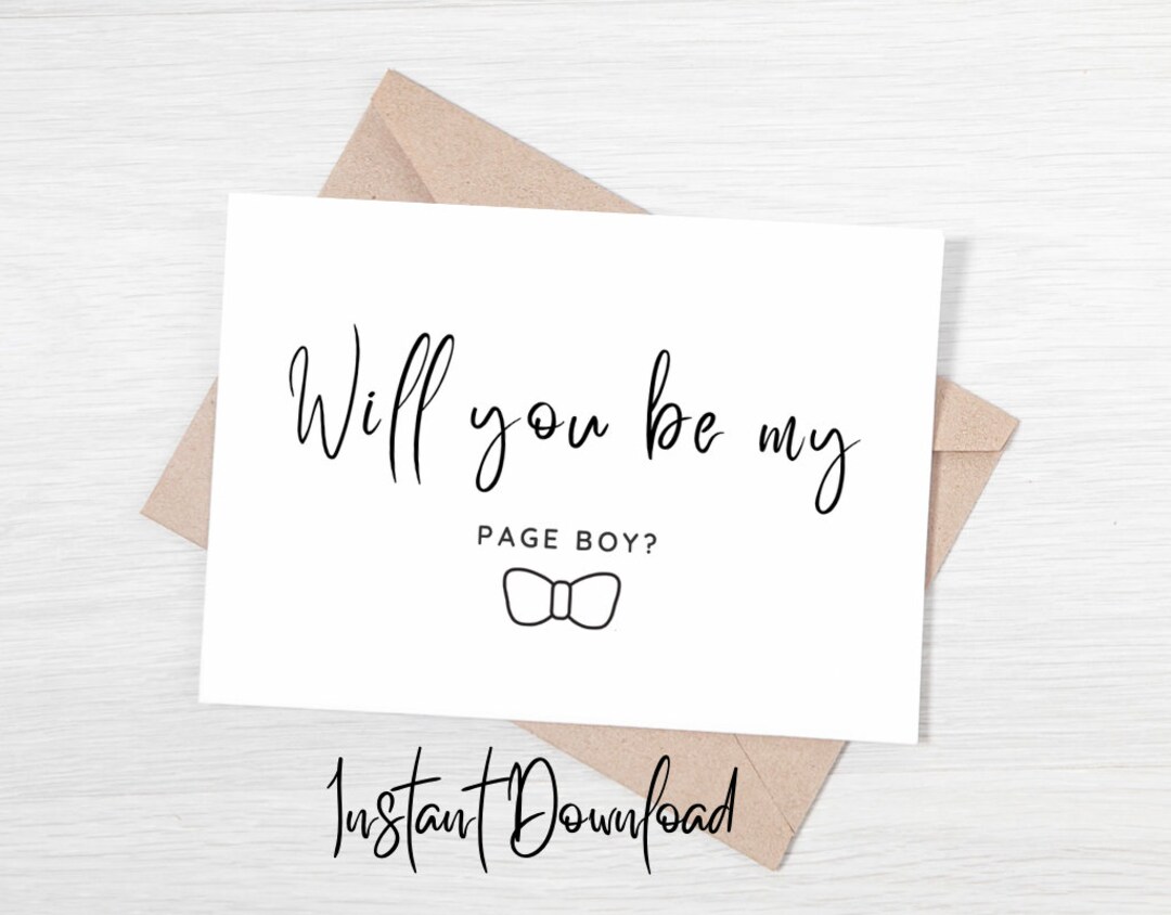 Page Boy Proposal Card, Will You Be My Page Boy Card, Digital Download ...